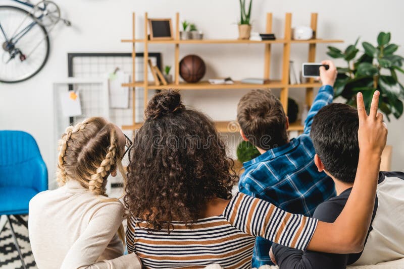 Rear View of Multiethnic Teenagers Taking Selfie Stock Photo - Image of ... Rear View of Multiethnic Teenagers Taking Selfie Stock Photo - Image of ...