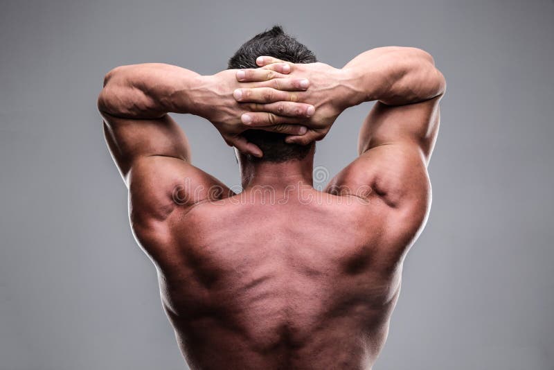 Rear View of a Muscular Man Stock Photo - Image of shape, human: 48661602