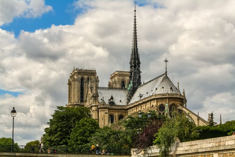 Rear View of Notre Dame Cathedral in Paris before the Fire, Stock Photo ...