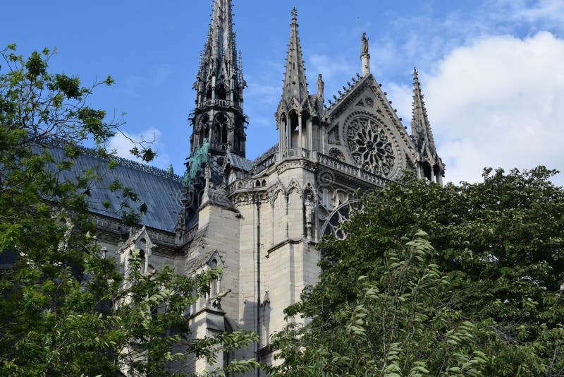 Rear Detail of Notre Dame Cathedral, Paris Stock Image - Image of ...