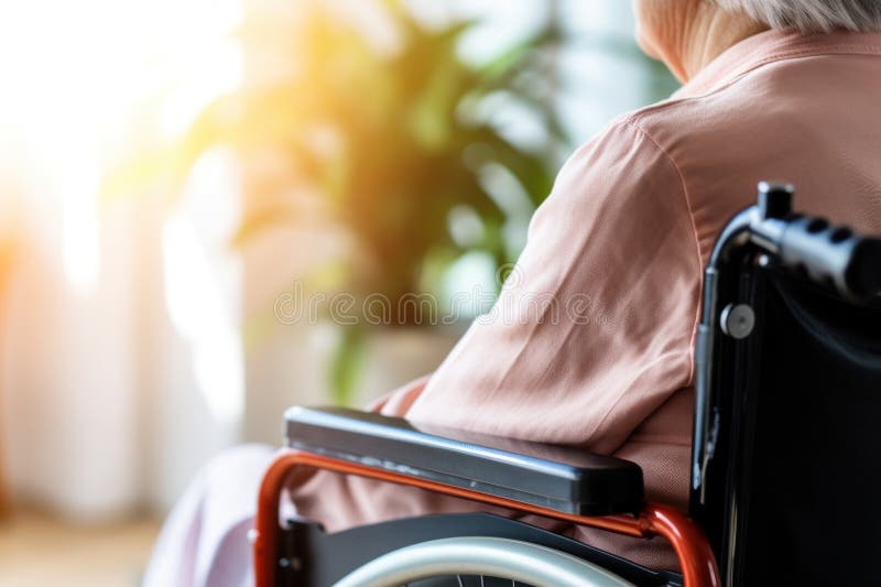 Rear View of an Older Patient Sitting in Wheelchair Stock Illustration ...