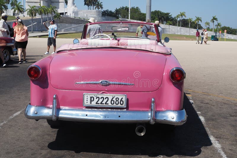 Classic Pink Ford Motor Car Built in the 1950s. Editorial Image - Image ...