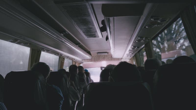 Rear View on Passengers from Inside Stagecoach Bus with Backlit Stock ...
