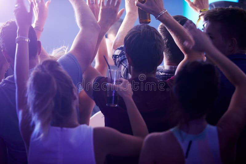 Rear View of People Dancing in Nightclub Stock Image - Image of ...