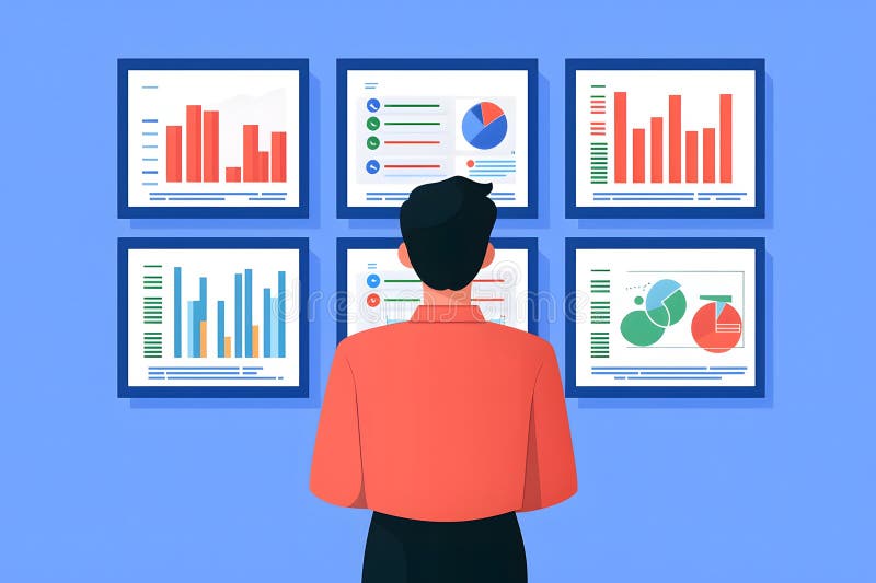 Businessman Analyzing Data Charts Graphs Statistics KPI Dashboard ...