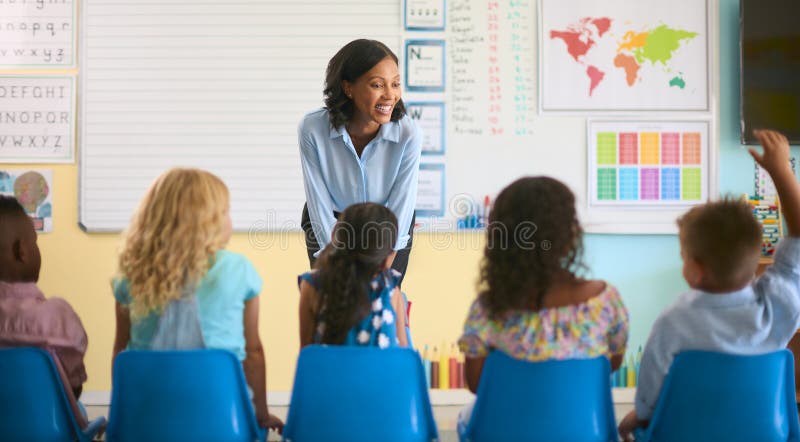 Rear View of Primary or Elementary School Students Sitting in a Line ...
