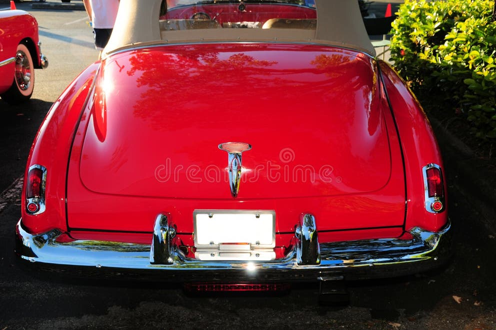 Rear View of Red Luxury Car Stock Photo - Image of outside, fashioned ...