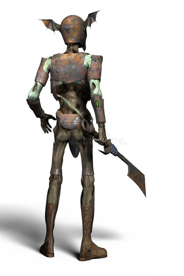 Rear View Render of an Undead or Zombie Knight Wearing Rusty Armor ...
