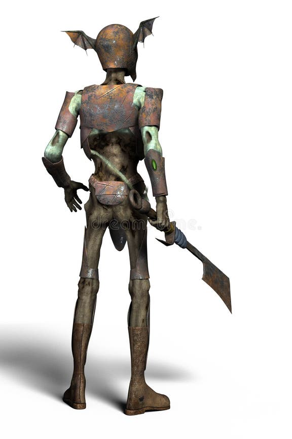 Rear View Render of an Undead or Zombie Knight Wearing Rusty Armor ...
