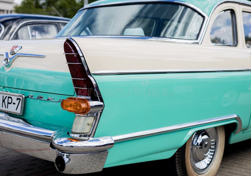 Rear view retro automobile editorial image. Image of luxurious - 367008075