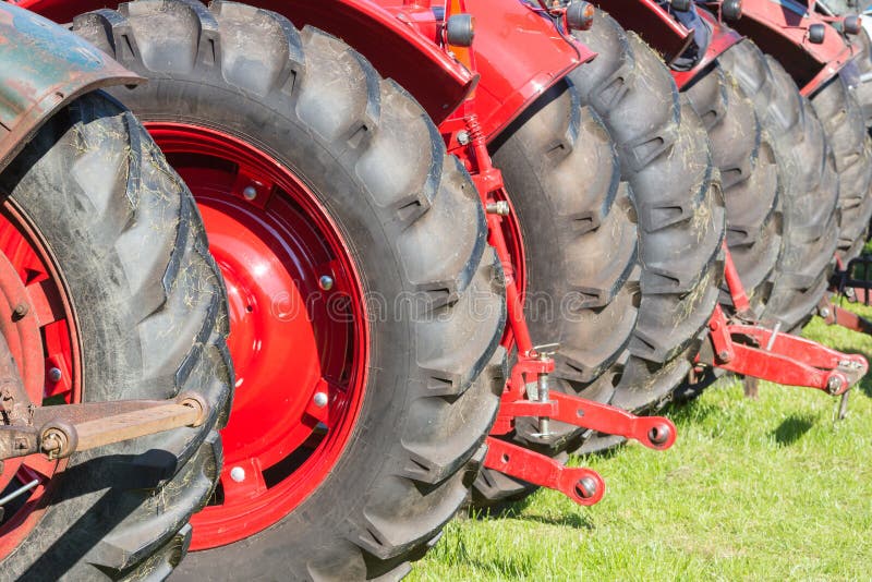 Rear View Row of Tractor Wheels Stock Image - Image of antique ...