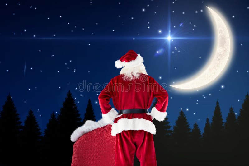 Rear View of Santa Claus Looking at Sky Stock Photo - Image of ...