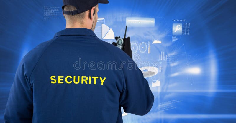 Rear View of Security Guard Using Radio Stock Photo - Image of link ...