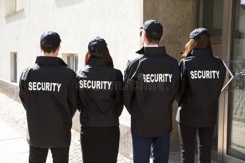 Rear View of Security Guards Wearing Uniform Stock Image - Image of ...