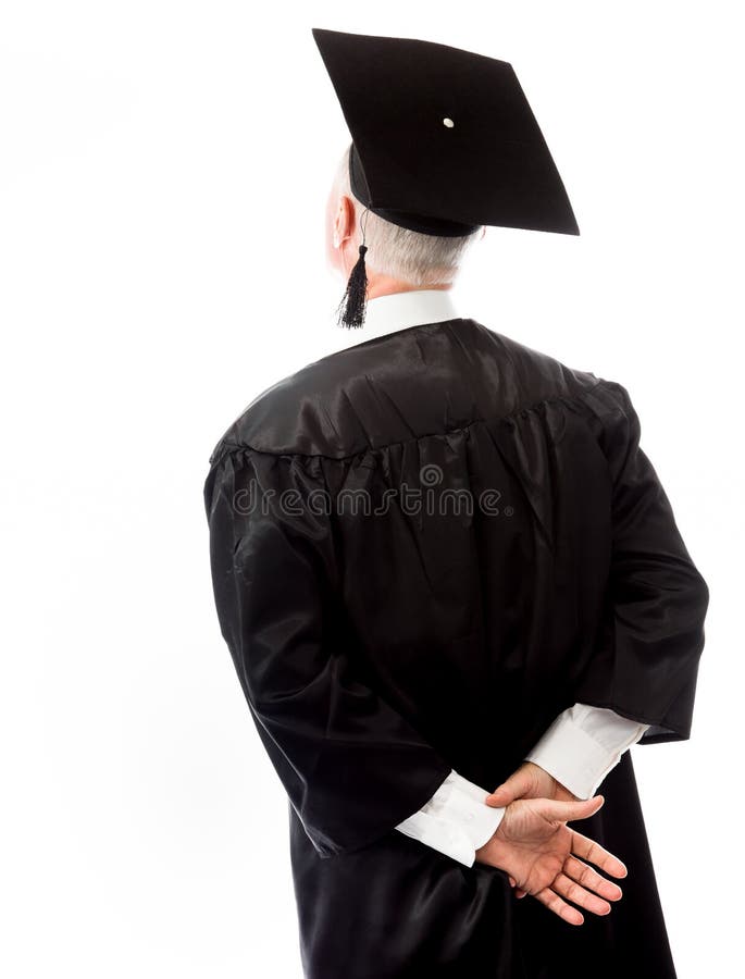 Rear View of a Senior Male Graduate Standing with Hands Behind B Stock ...