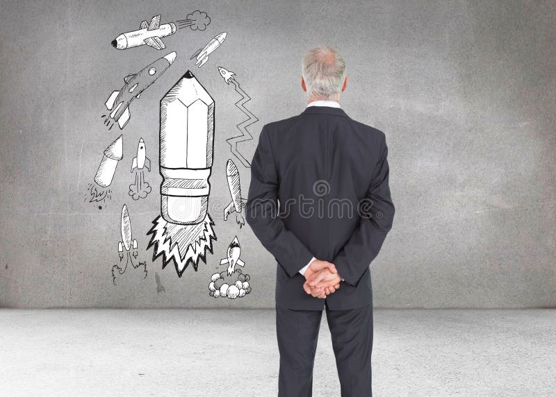 Rear View of Serious Businessman Posing Stock Photo - Image of ...