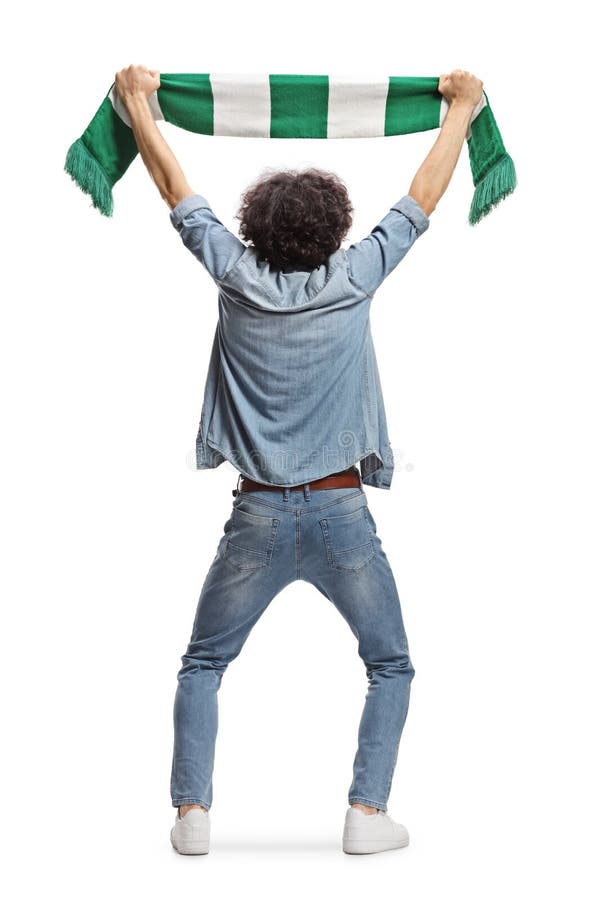 Rear View Shot of a Guy Cheering with a Scarf Stock Photo - Image of ...