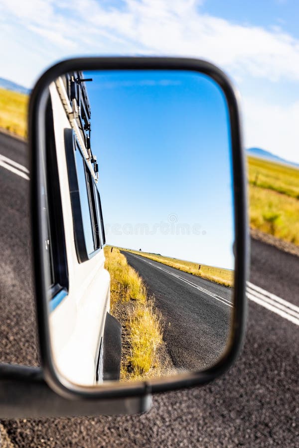 Rear View in a Side Mirror of 4x4 Vehicle Stock Photo - Image of escape ...