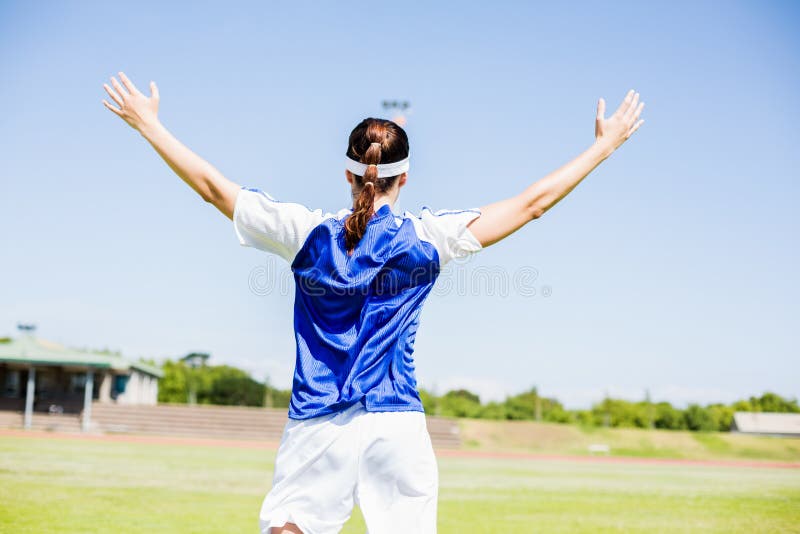 Rear View of Soccer Player Posing after Victory Stock Photo - Image of ...