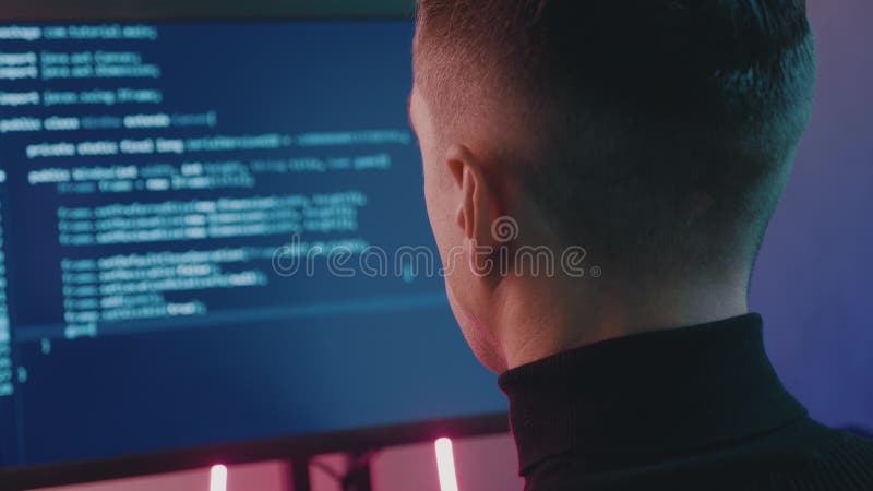 Hacker with Computer Matrix Code Stock Video - Video of glow, computer ...
