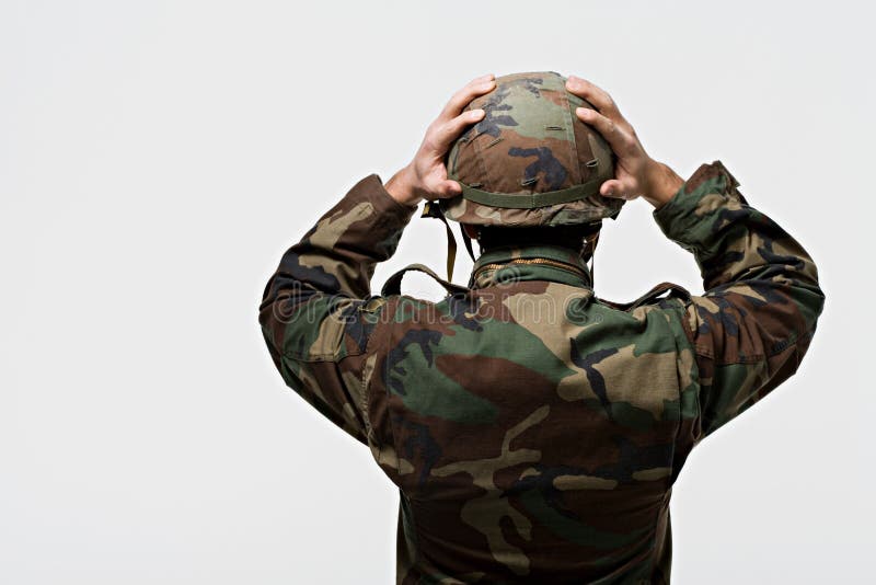 Rear view of a soldier stock image. Image of cutout, bravery - 62558909