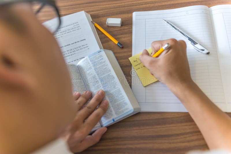 Student Writing into Sticky Notes Stock Image - Image of people ...