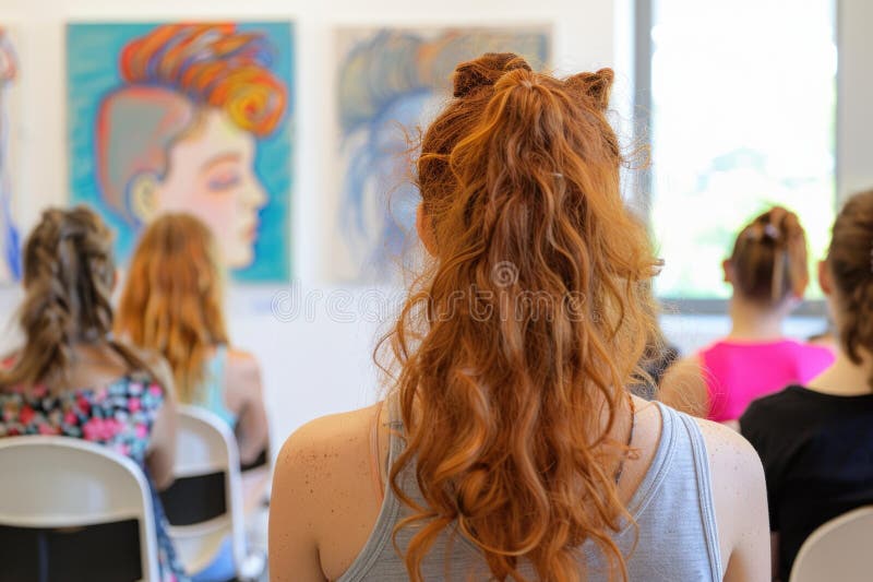 Art Class in Session with Focused Students Stock Illustration ...