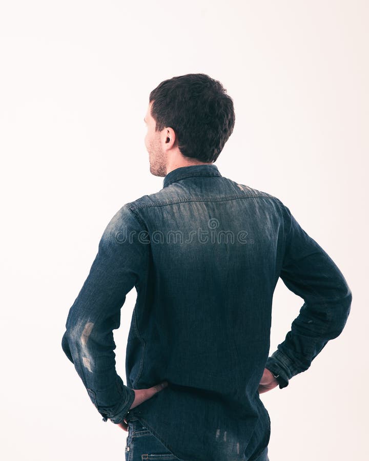 Rear View of a Stylish Young Man Looking Forward To the Empty Sp Stock ...