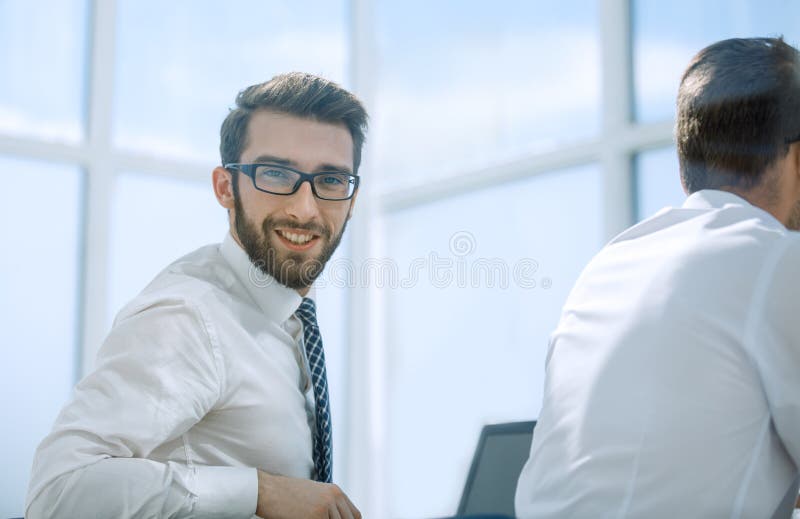 Rear View.successful Employee Looking at the Camera Stock Photo - Image ...