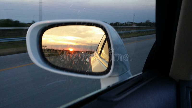 Rear view stock image. Image of sunset, rearview, mirror - 42725291