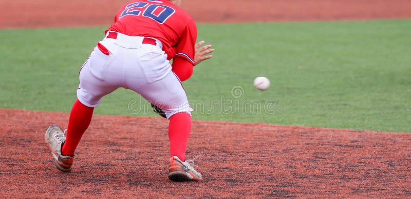 Baseball Third Baseman Ready To Field the Ball during a Game Stock ...