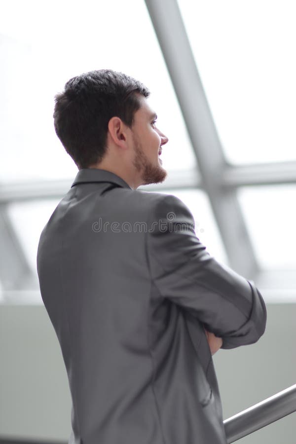 Rear View.thoughtful Businessman Looking Out the Office Window Stock ...