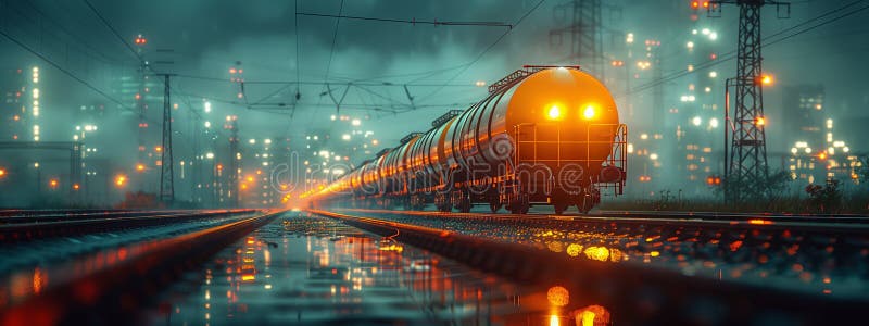 Rear View of Train Transporting Liquid or Gas Commodities. Stock ...