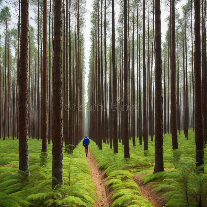 Rear View of a Tree Planter a Walks Along the Future Tree Planting ...