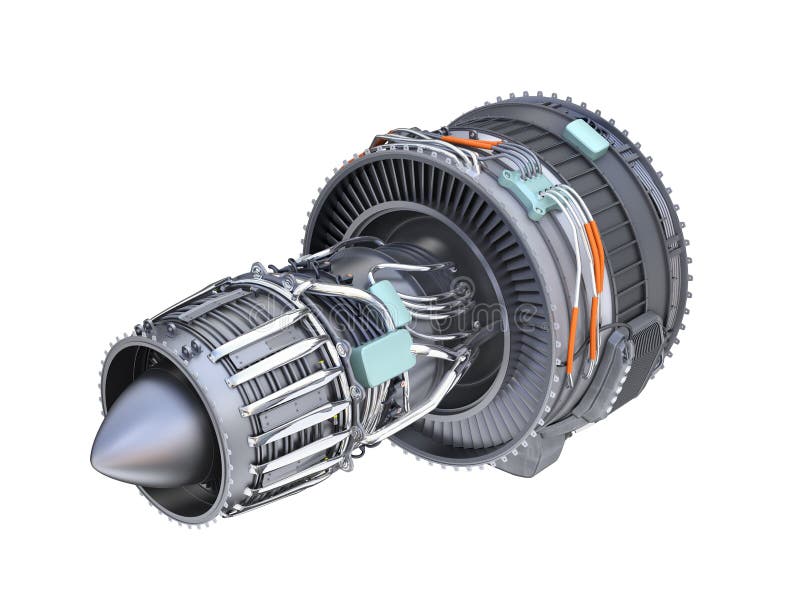 Rear View of Turbofan Jet Engine Isolated on White Background Stock ...