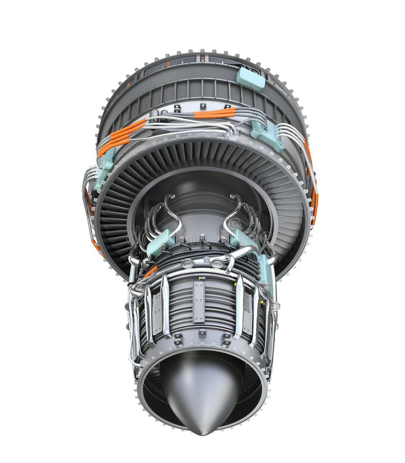 Rear View Of Turbofan Jet Engine Isolated On White Background Stock ...