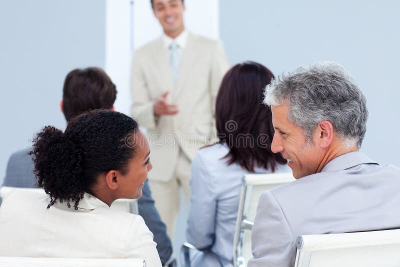 Co-workers Meeting at Table in Conference Room Stock Image - Image of ...