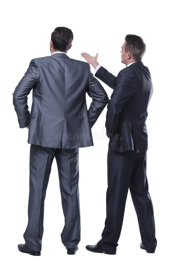 Rear View of Two Businessmen Pointing Forward Stock Photo - Image of ...