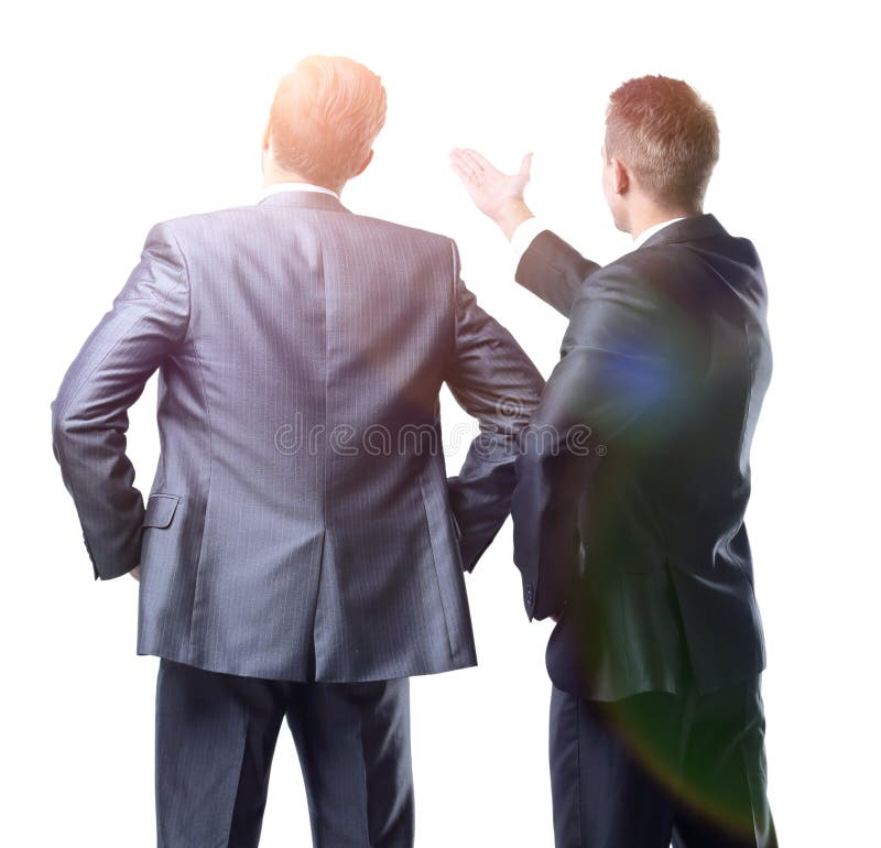 Rear View Two Businessmen Pointing Forward Stock Photos - Free ...