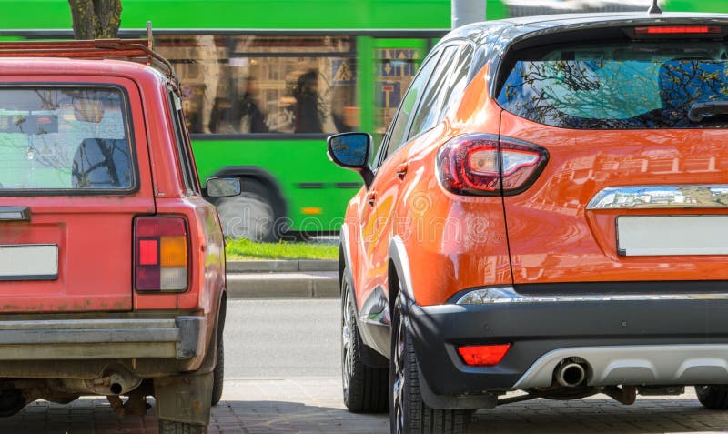 Rear view of two cars stock image. Image of shiny, design - 112214165