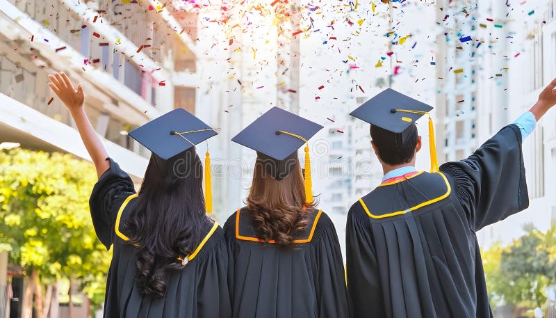 Rear View of University Student Graduate Stock Illustration ...