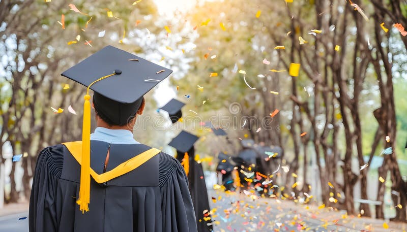 Rear View of University Student Graduate Stock Illustration ...