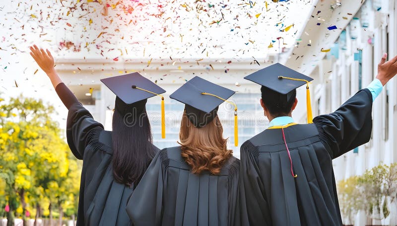 Rear View of University Student Graduate Stock Illustration ...