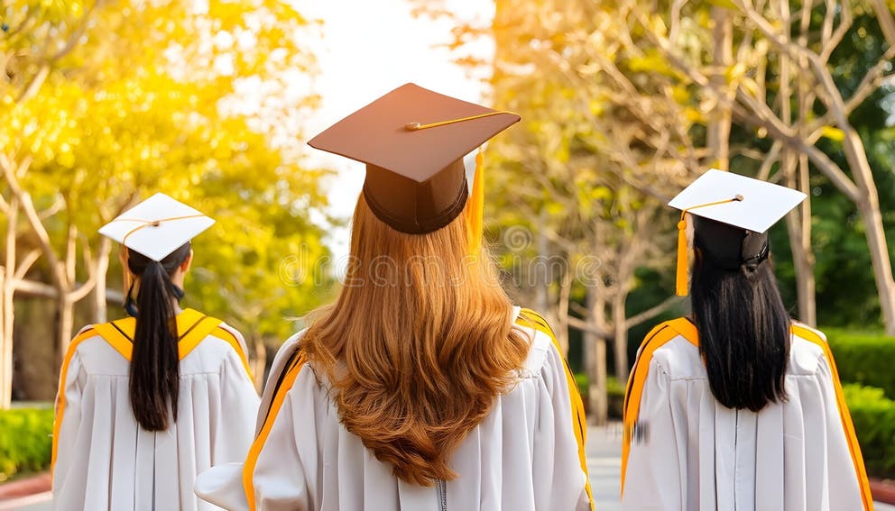 Rear View of University Student Graduate Stock Illustration ...