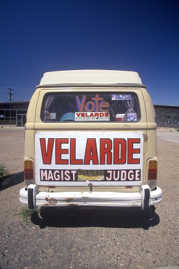 Rear View of a Van with Large Campaign Sign Editorial Stock Photo ...