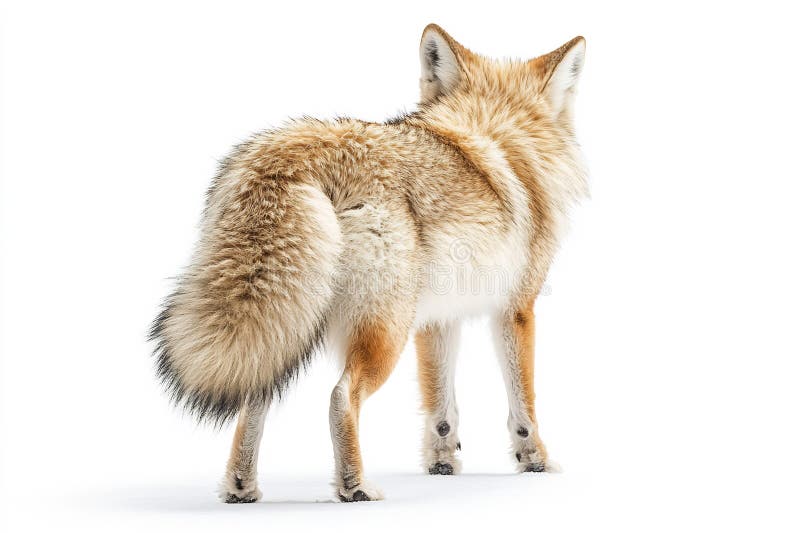 Rear View of Walking Dire Wolf on White Backdrop, Full Tail and Legs ...