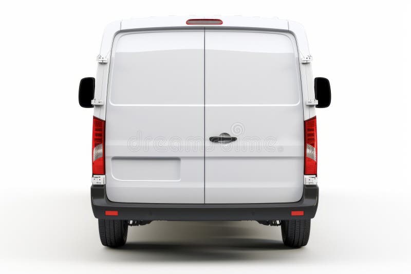Rear View of a White Delivery Van Isolated on a White Background. Stock ...