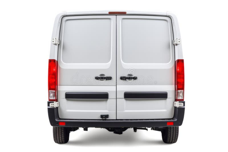 Rear View of a White Delivery Van Isolated on a White Background. Stock ...