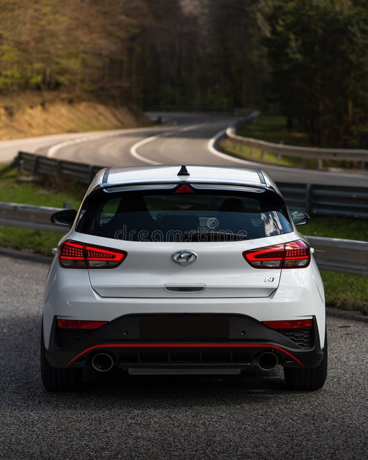 Rear View of a White 2020 Hyundai I30 on a Winding Road Editorial Photo ...