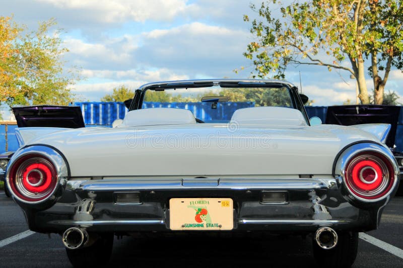 Rear View of White Sports Car Stock Photo - Image of ride, convertible ...